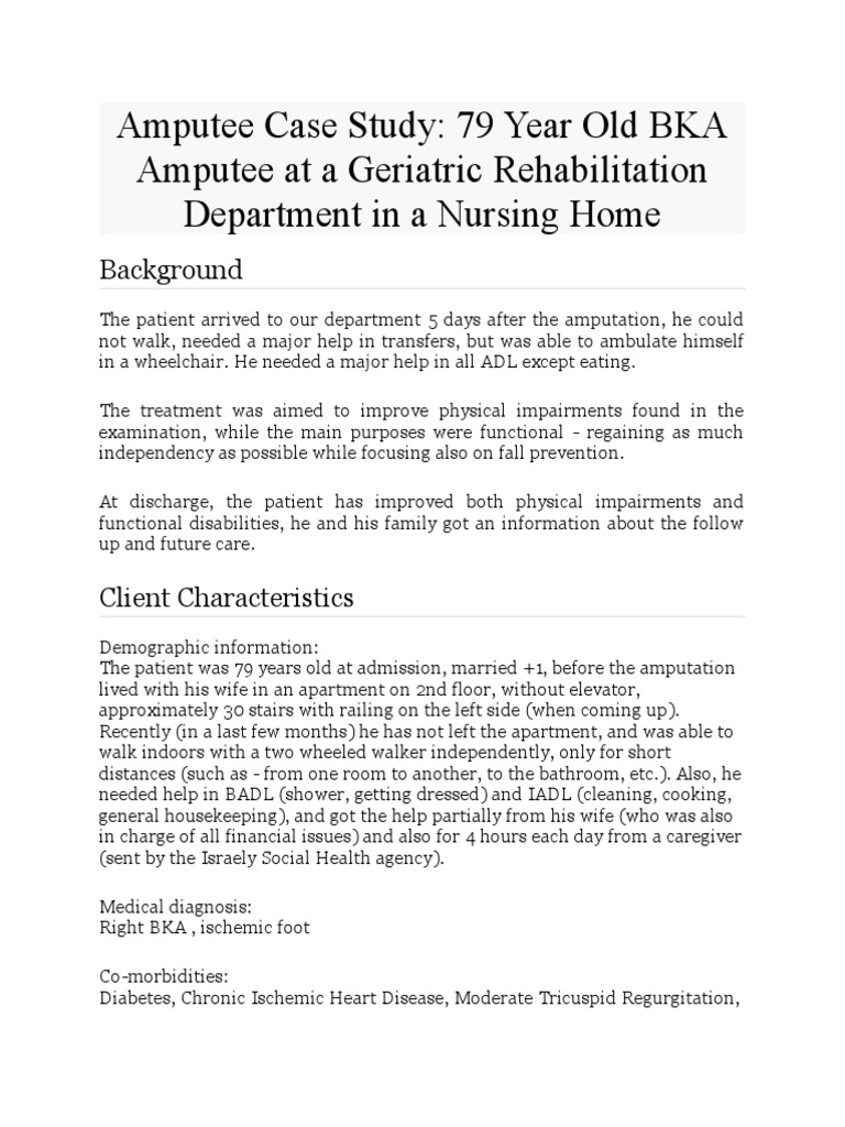 Amputee Case Study | PDF | Anatomical Terms Of Motion | Amputation