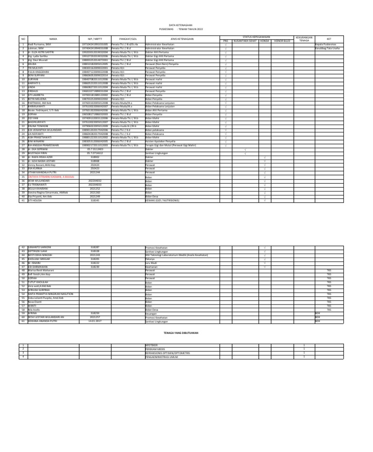 Data Ketenagaan | PDF