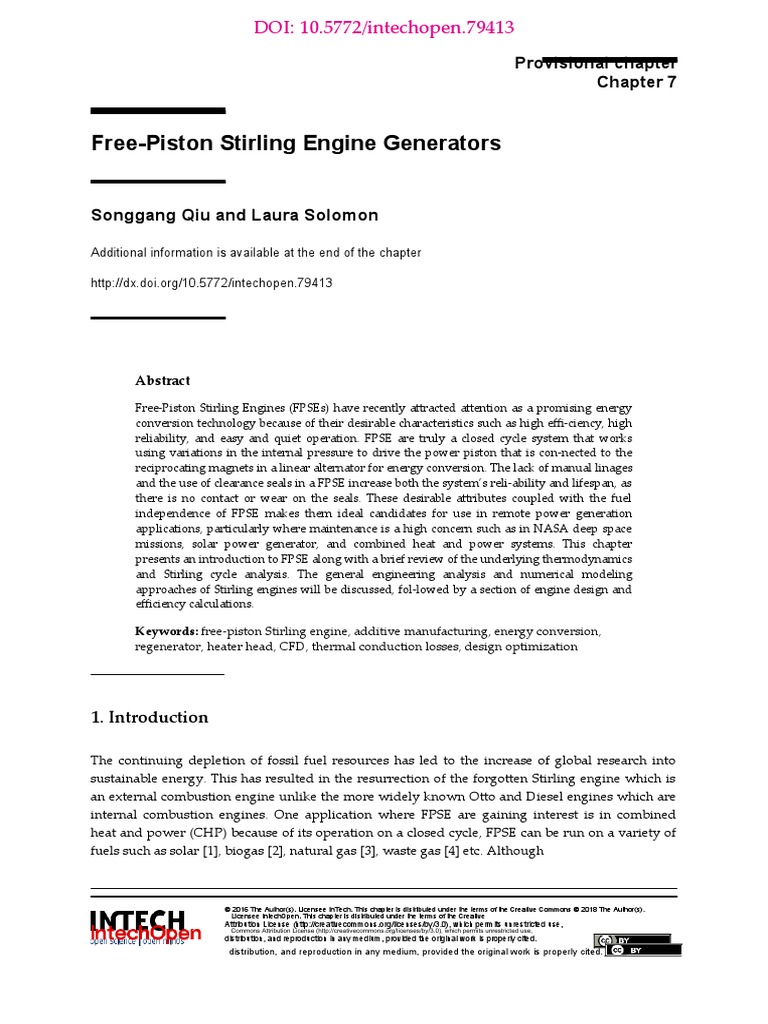 (Chapter) Free-Piston Stirling Engine Generators | PDF | Heat Exchanger ...