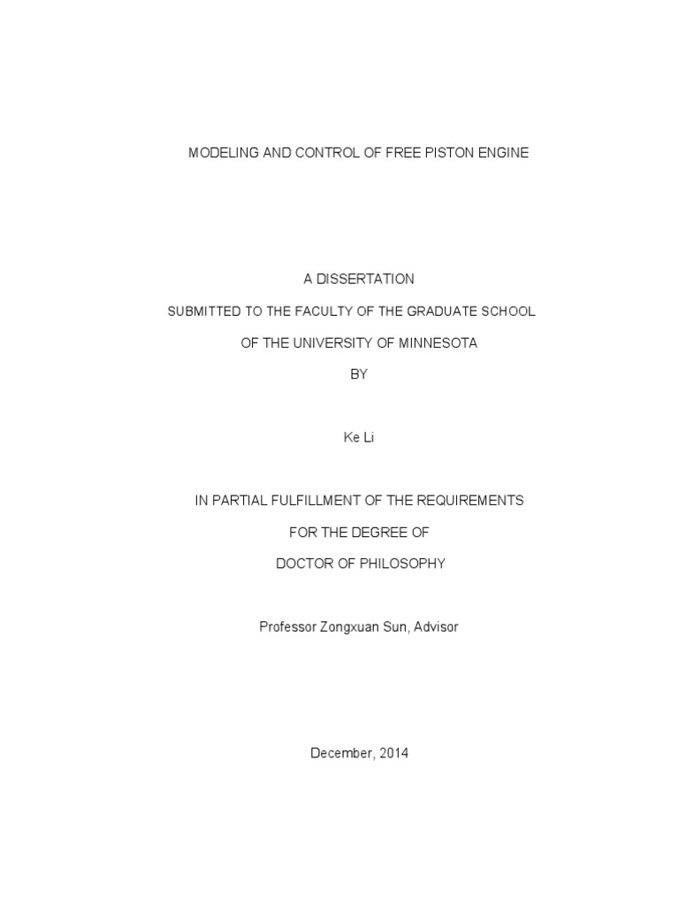 (PHD) Modeling and Control of Free Piston Engine | PDF | Engines | Piston