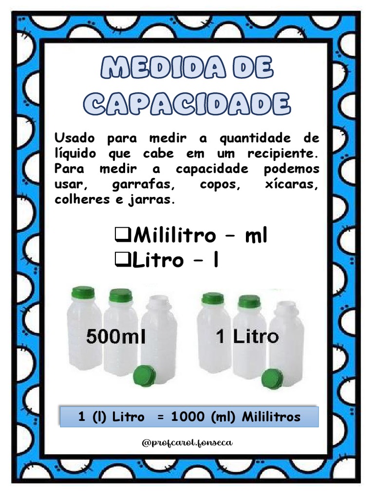 Mililitro - ML Litro - L | PDF | Litro | Quilograma