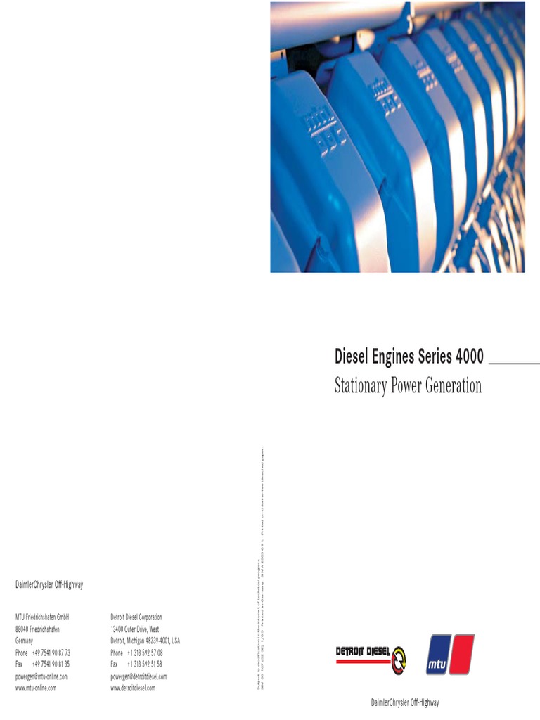 Diesel Engines Series 4000: Stationary Power Generation | PDF | Diesel ...
