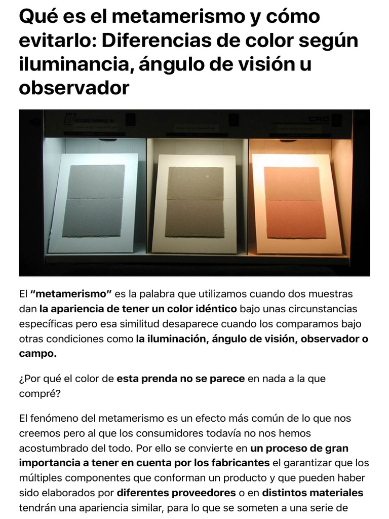 Qué Es El Metamerismo y Cómo Evitarlo - Diferencias de Color Según ...