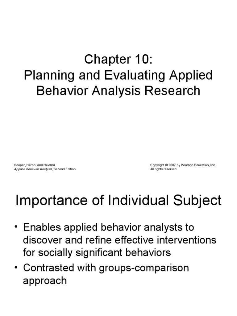 Planning and Evaluating Applied Behavior Analysis Research: Cooper ...