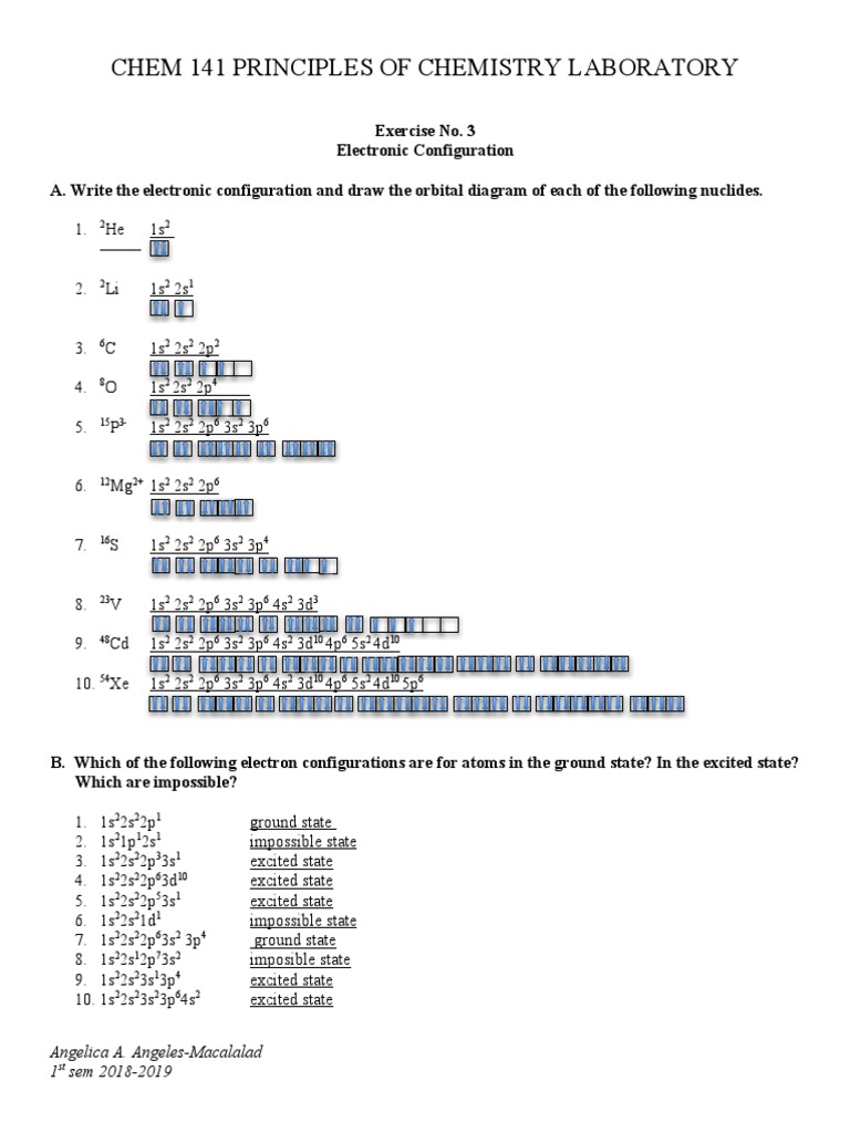 Electronic Configurations in Chemistry Lab | PDF