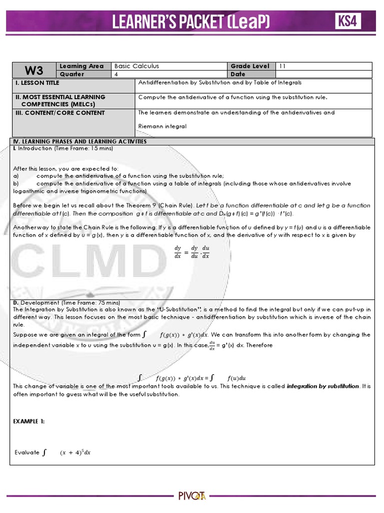 Q4-STEM-Basic Calculus-Week3 | PDF | Integral | Cognition