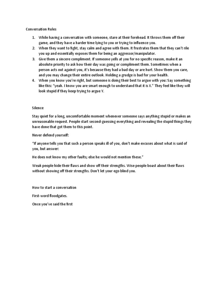 Conversation Rules | PDF