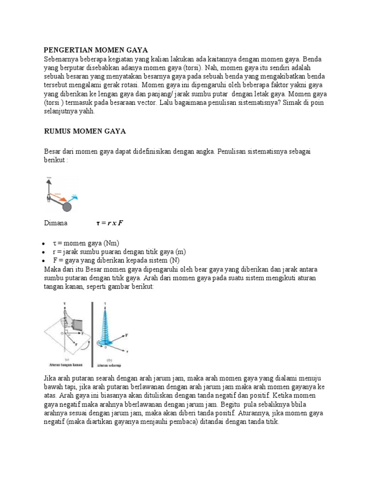 Momen Gaya: Pengertian & Rumus | PDF