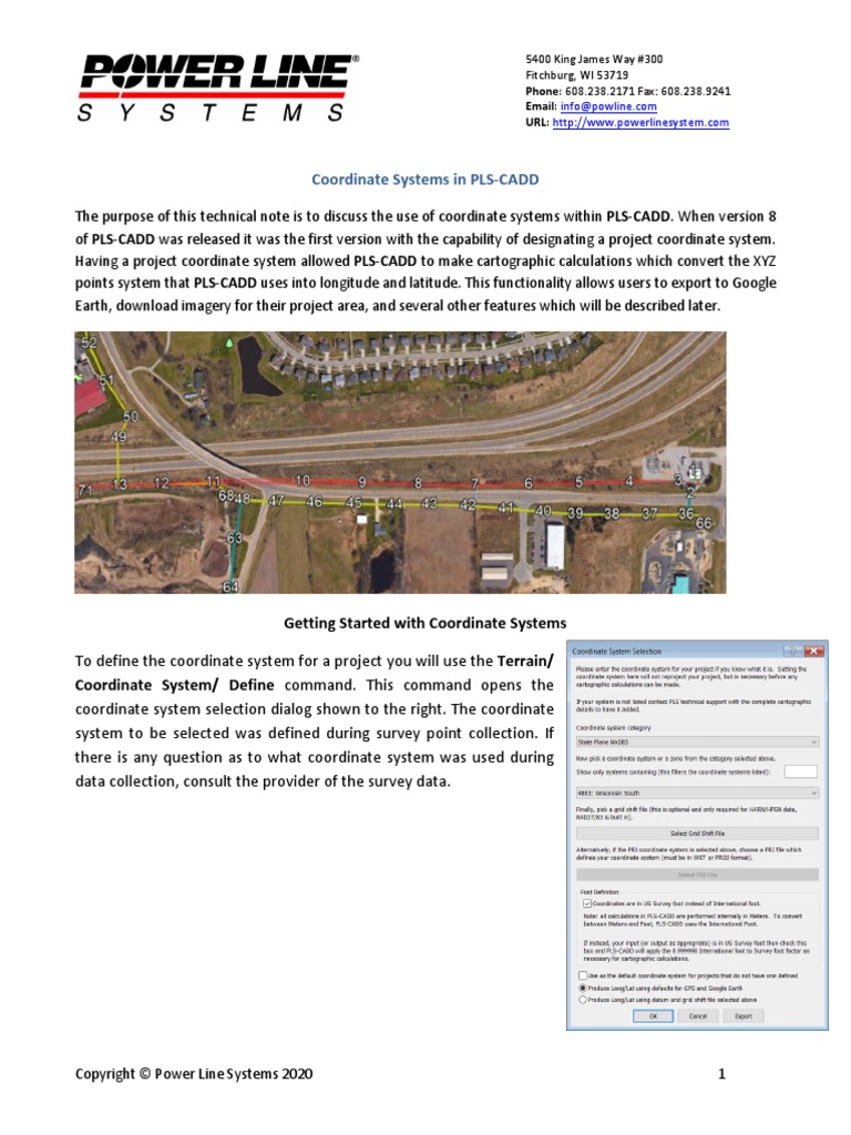Coordinate Systems in PLS-CADD | PDF | Latitude | Geographic Data And ...
