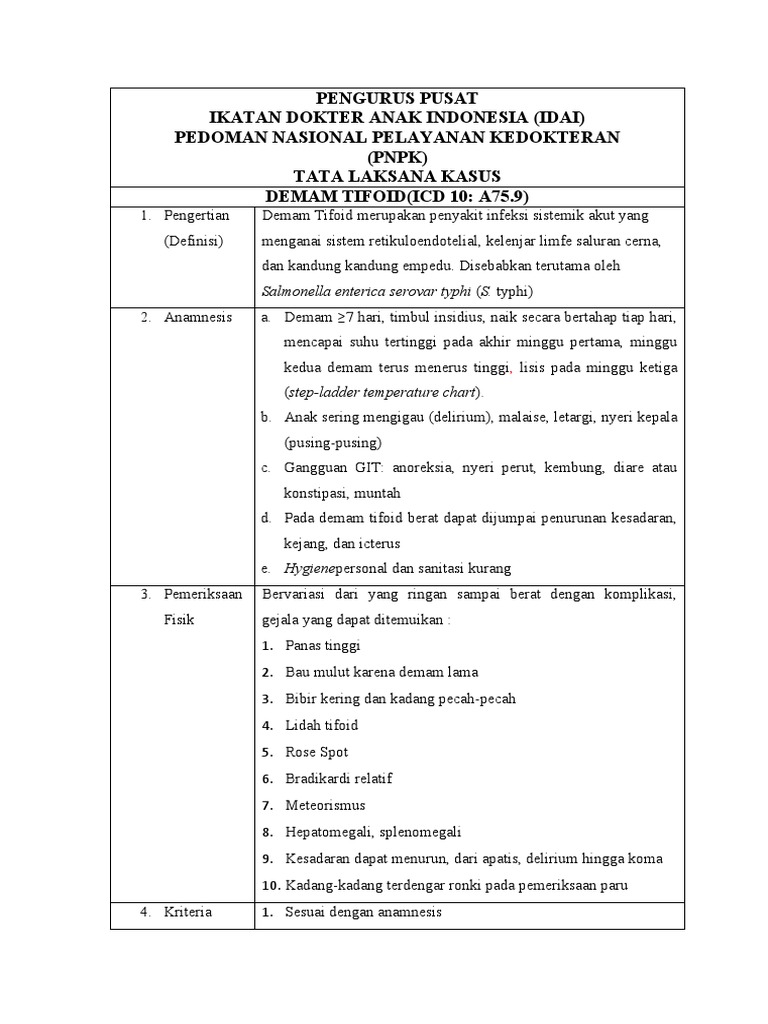 PNPK Demam Tifoid | PDF
