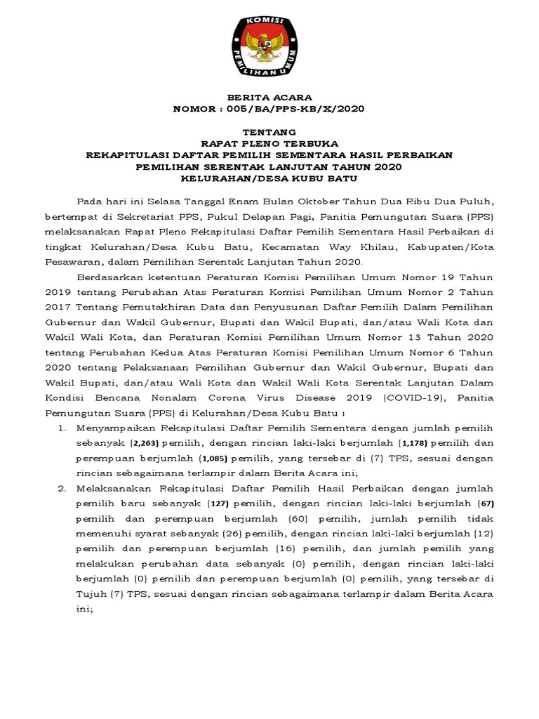 Ba Pleno DPHP Tingkat PPS | PDF