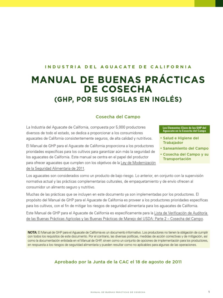 Spanish GHP Manual Fillable | PDF | Lavado de manos | Seguridad alimenticia