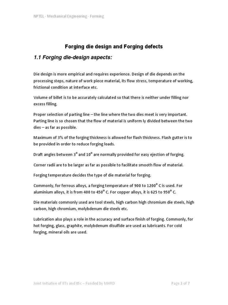 Forging Die Design and Forging Defects | PDF | Forging | Sintering