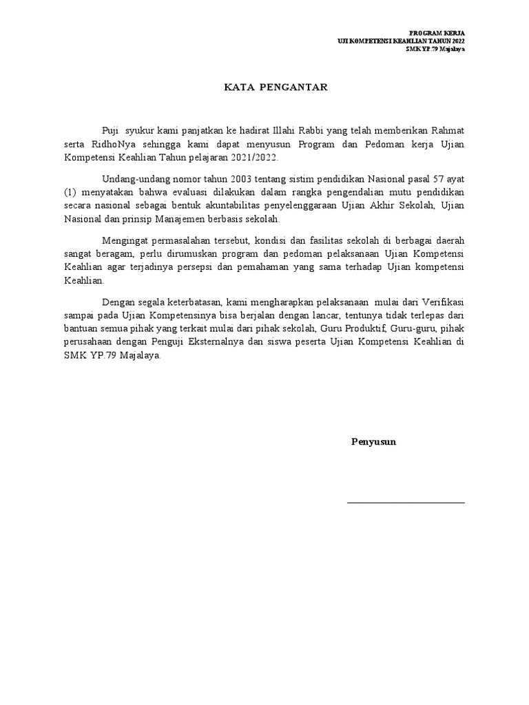 Program Kerja Ujikom TKJ 2022 1 | PDF