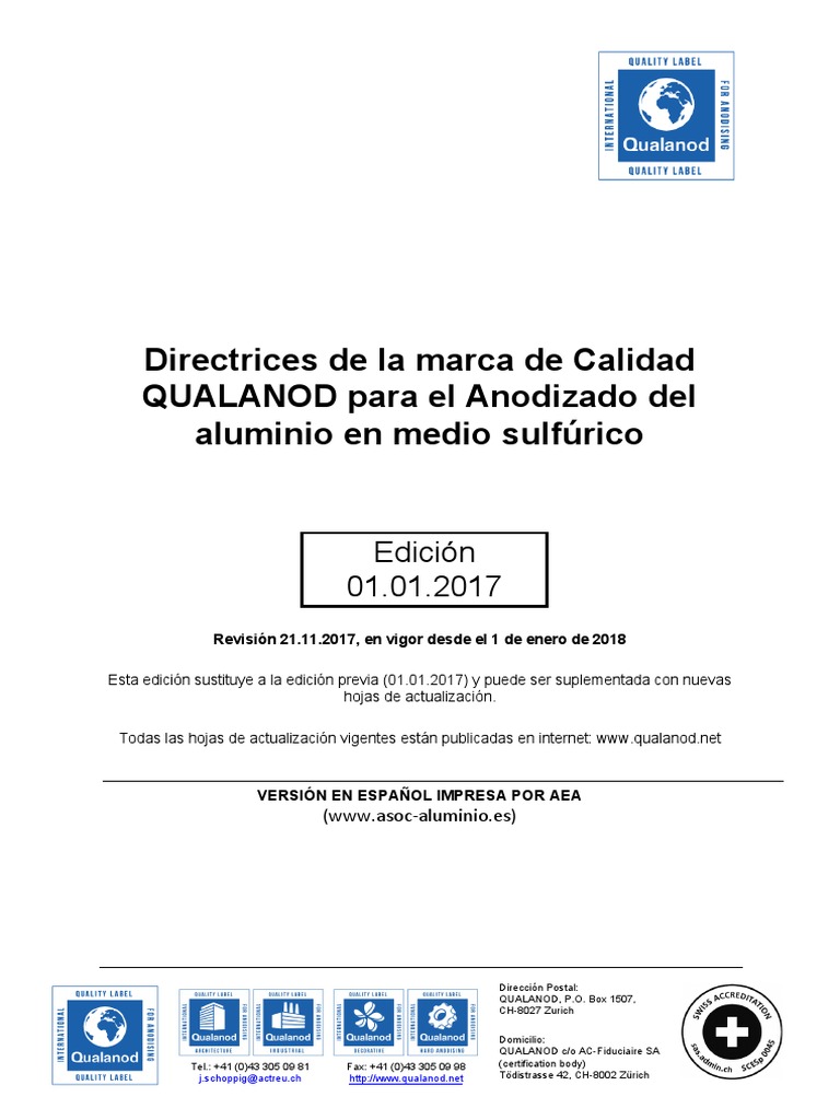 QUALANOD Directrices 2017 Act | PDF | Aluminio | Marca