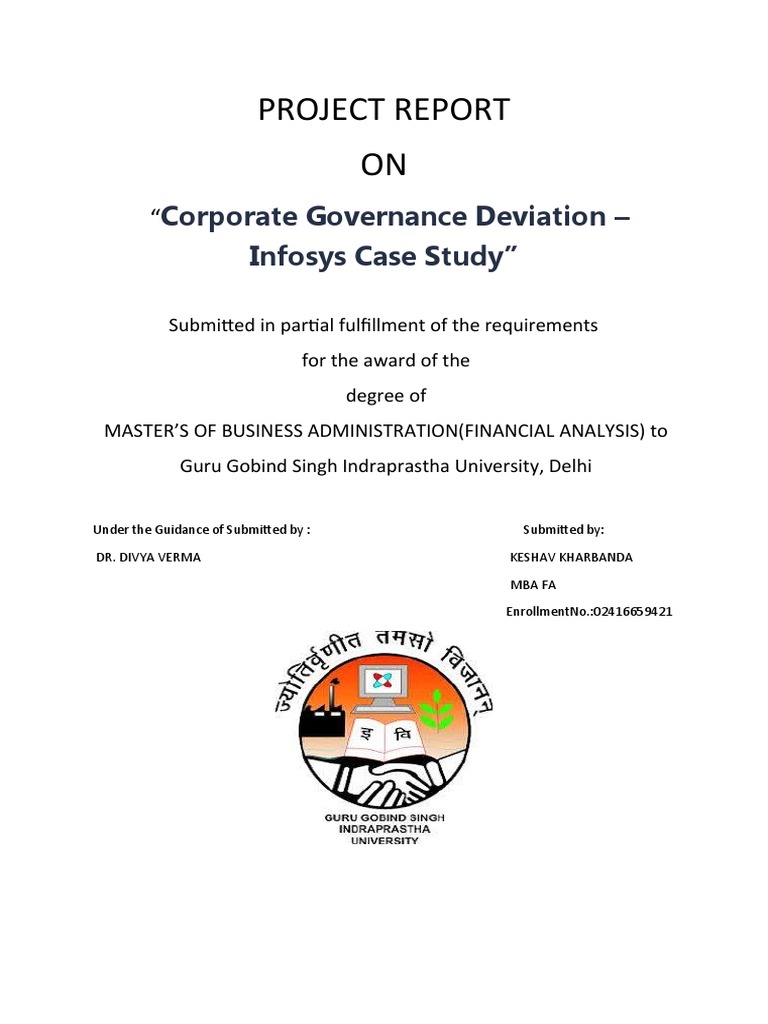 Project Report ON: Corporate Governance Deviation - Infosys Case Study ...
