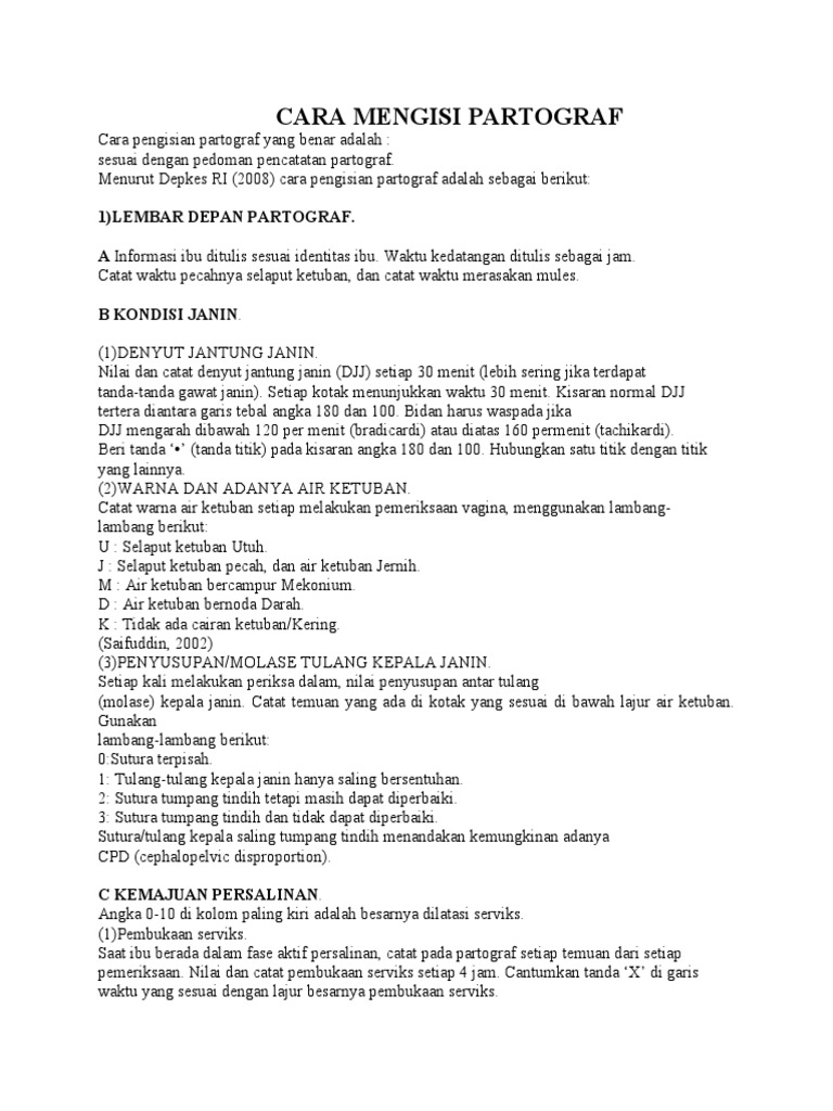 Cara Mengisi Partograf | PDF