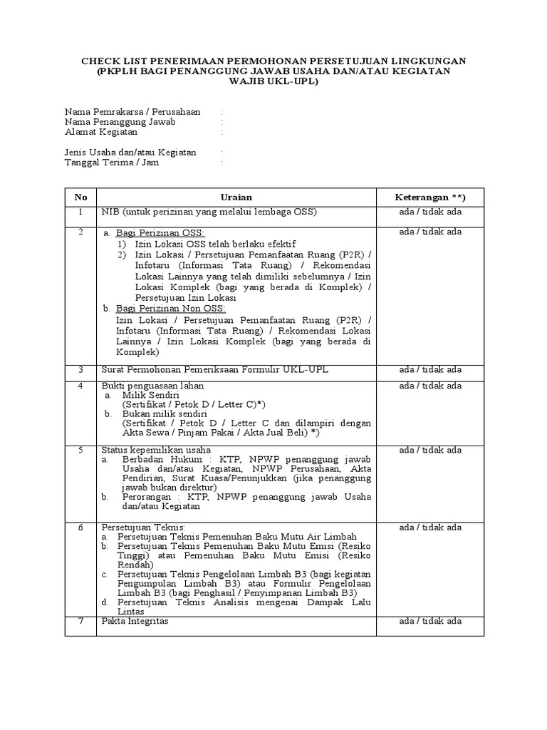 Checklist Ukl-Upl | PDF