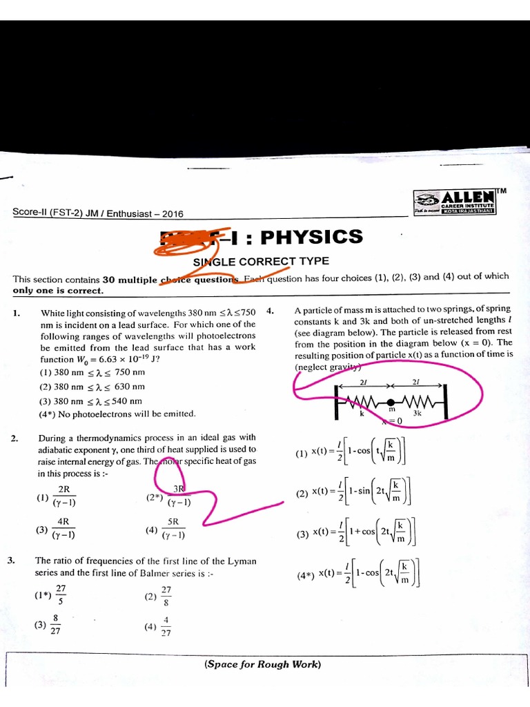 Allen Test Papers Mains | PDF