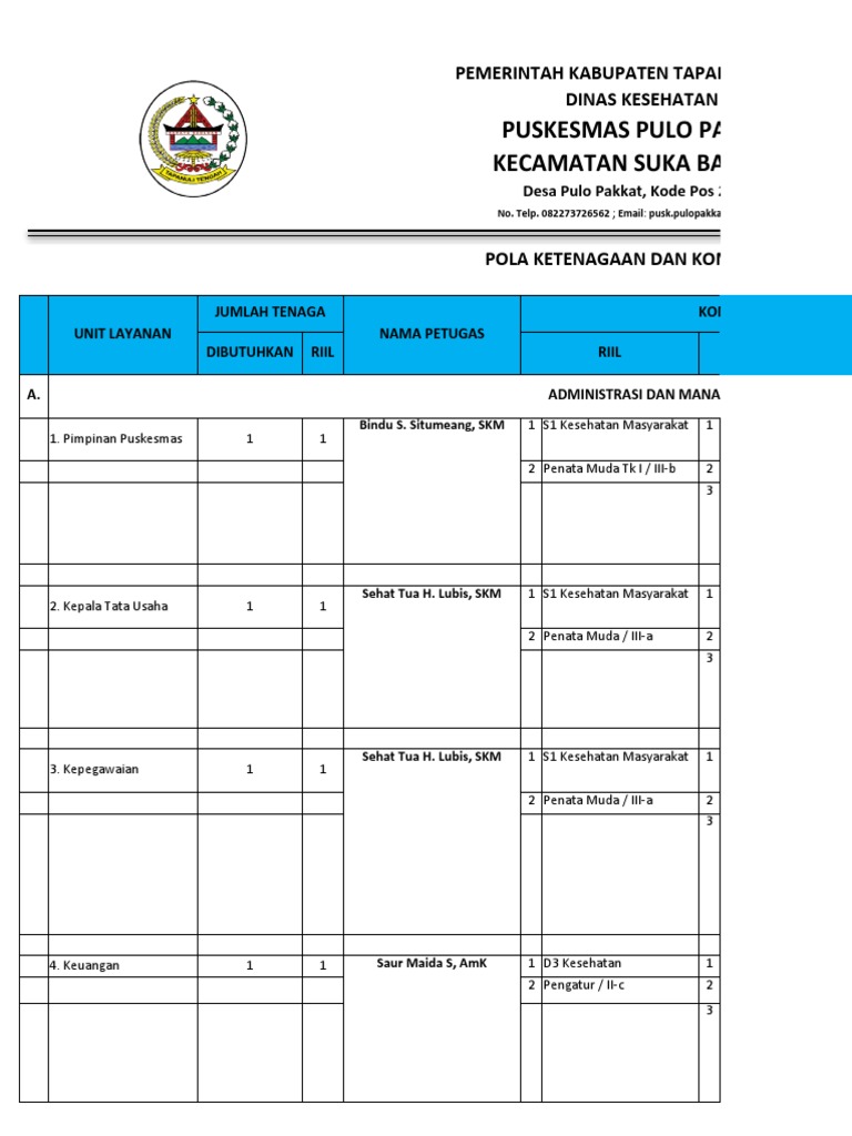 2.2.1 EP 2 Pola Ketenagaan Puskesmas Pulo Pakkat | PDF