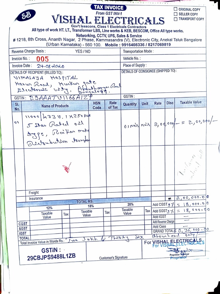 Transformer Vishal Electricals Quotation | PDF