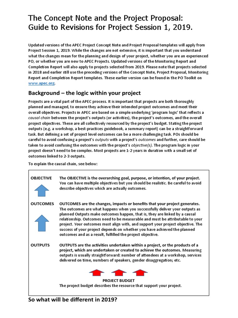 The Concept Note and The Project Proposal: Guide To Revisions For ...