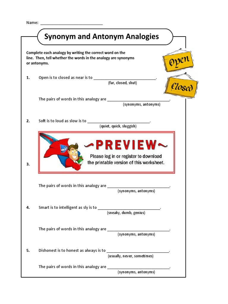 Synonym and Antonym Analogies | PDF | Cognitive Science | Linguistic ...