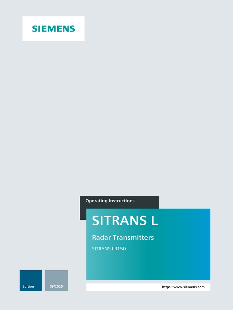SIEMENS SITRANS Radar Transmitters LR150 Manual | PDF | Radar | Bluetooth