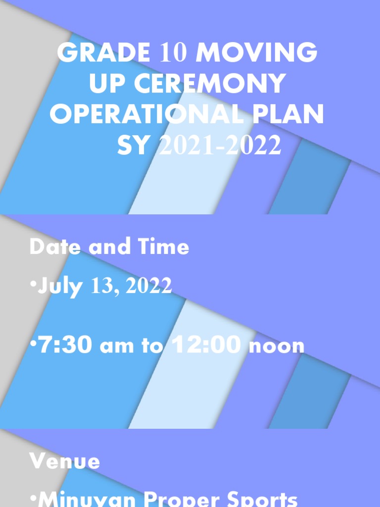 Grade 10 Moving Up Ceremony Operational Plan | PDF