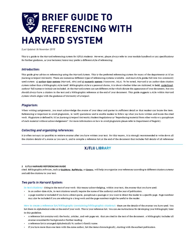 Brief Guide To Referencing With Harvard System: (Last Updated: 06 ...