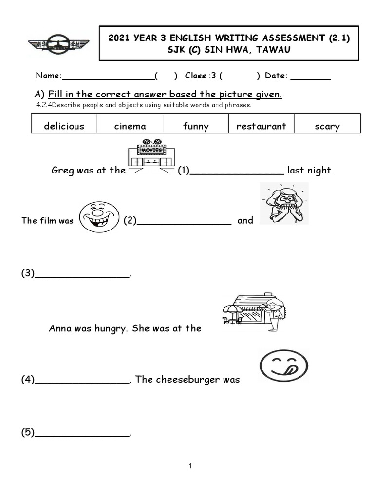Year 3 English Writing Assessment (2.1) | PDF | Linguistic Morphology ...