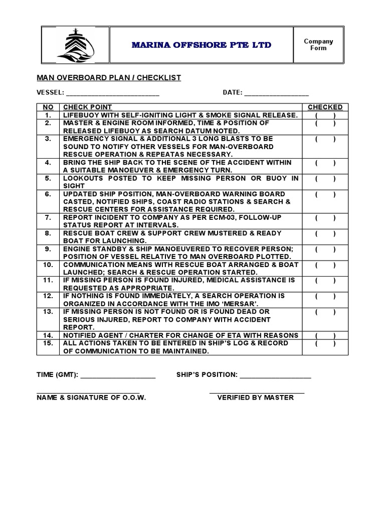 Man Overboard Plan and Checklist | PDF