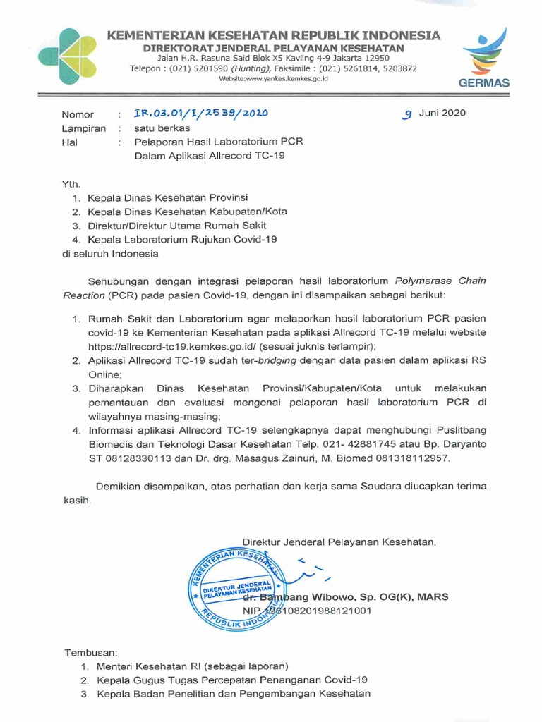 Pelaporan Hasil Lab PCR DLM Aplikasi Allrecord TC-19 | PDF