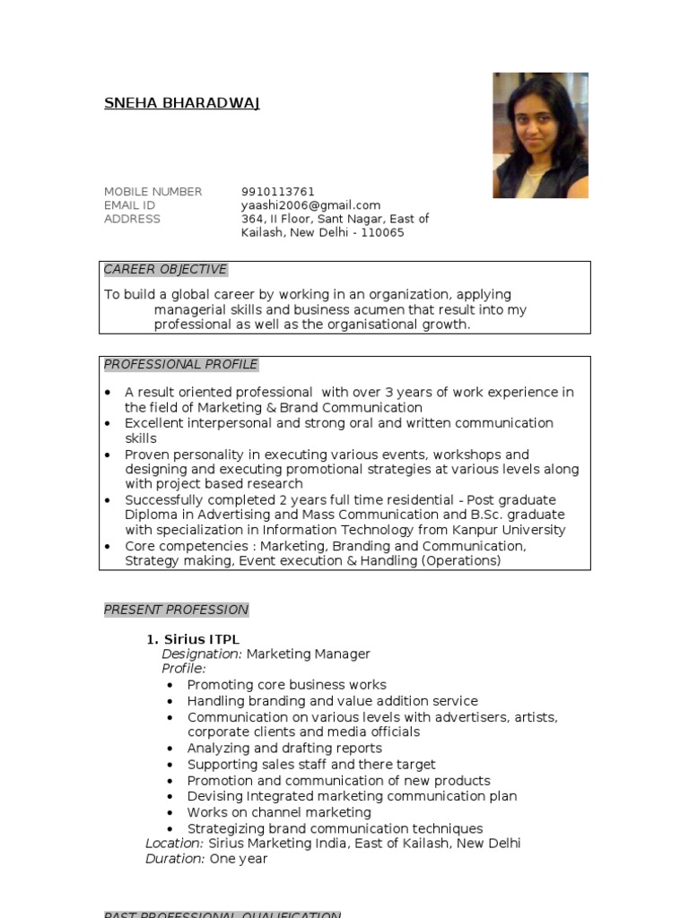 Resume Sneha | Brand | Marketing