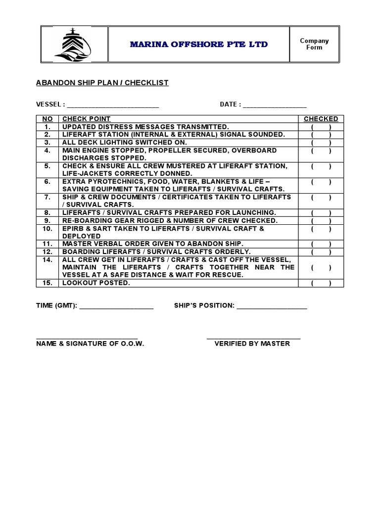 Abandon Ship Plan | PDF