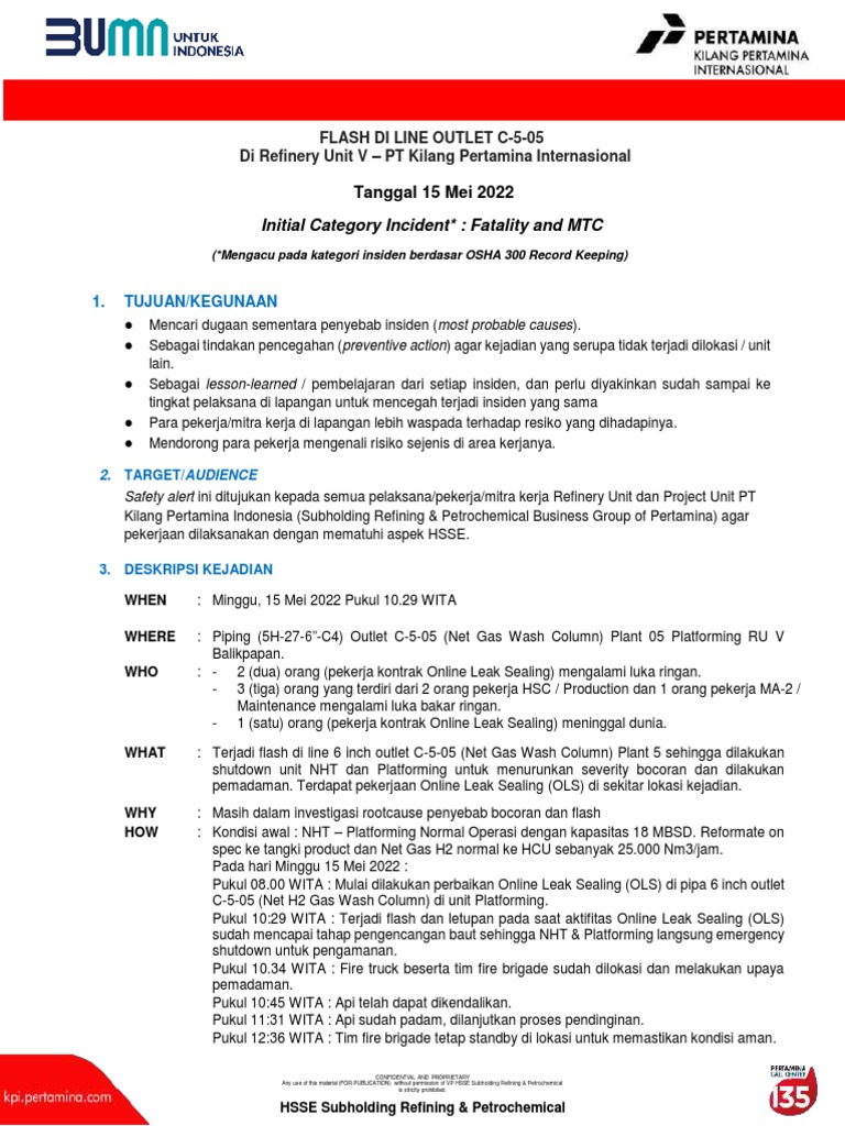 Safety Alert R&P - Plant 5 HSC - R1 | PDF