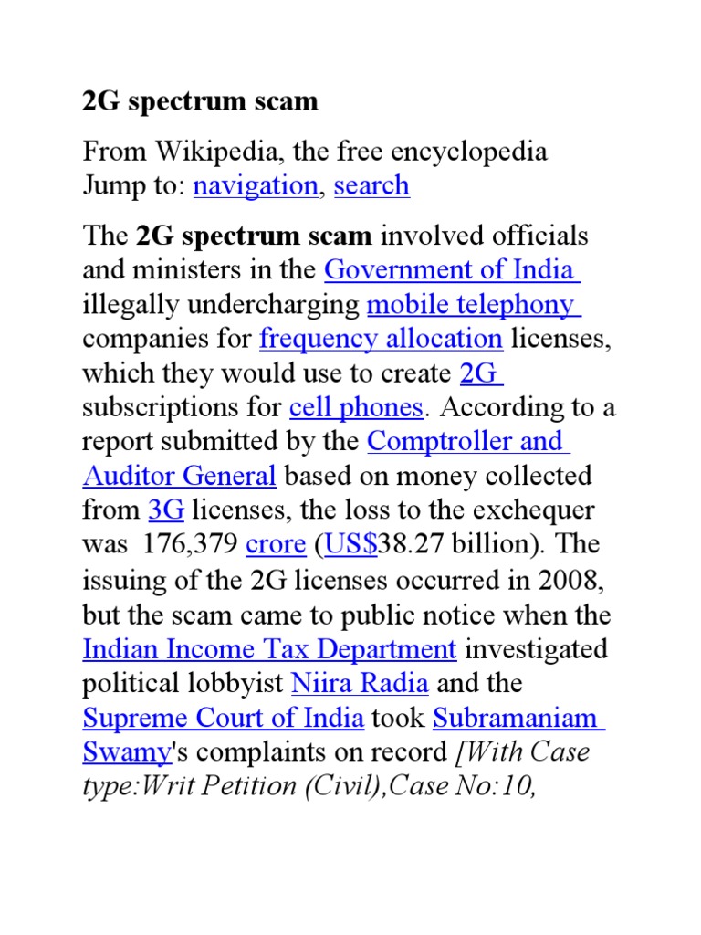 2G Spectrum Scam | PDF | Government | Politics (General)