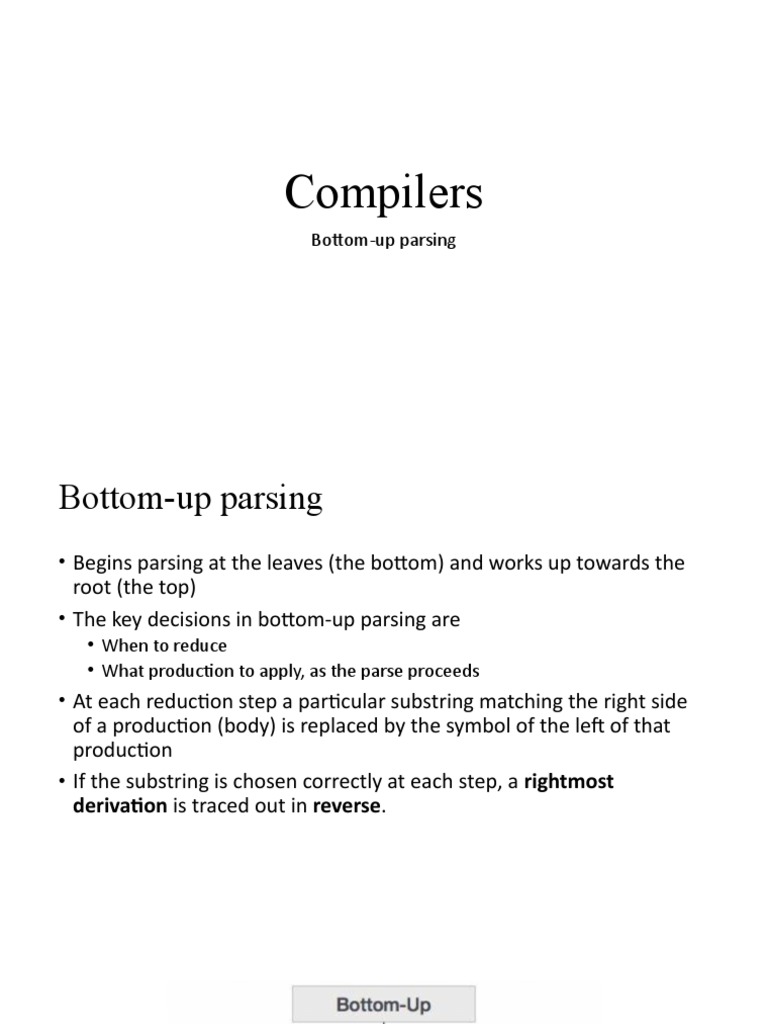 Bottom-Up Parsing Explained | PDF | Parsing | Language Mechanics