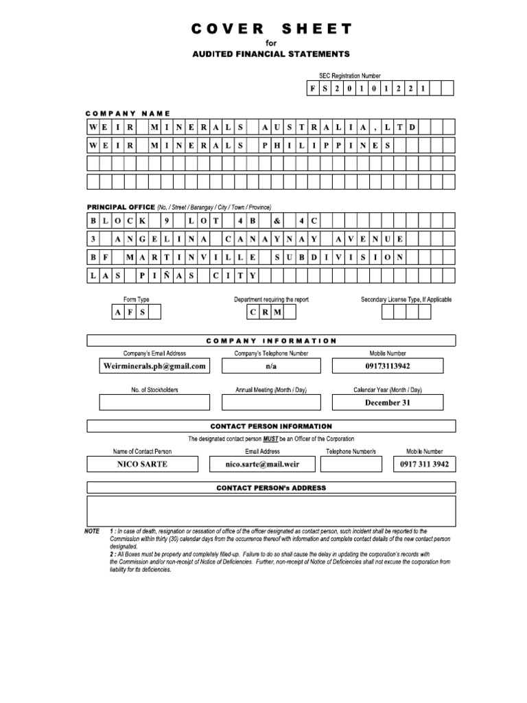 Sec Cover Sheet | PDF