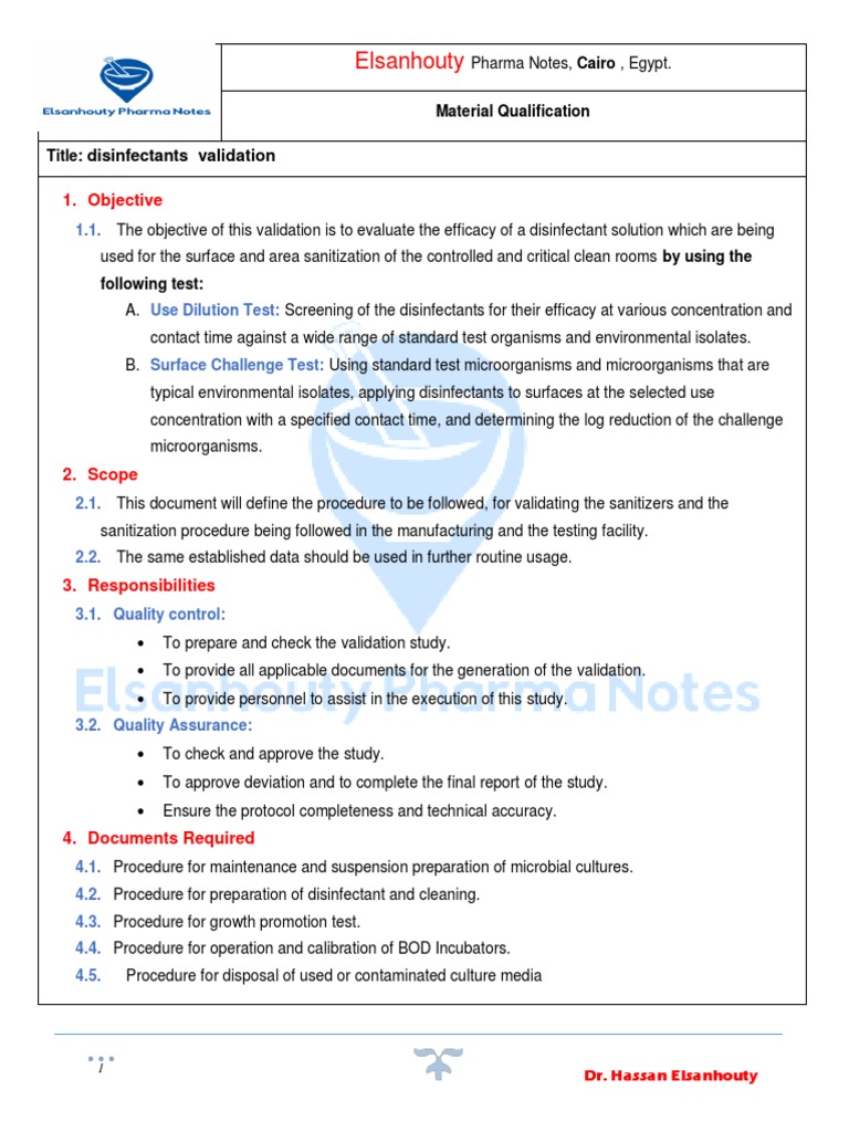 Disinfectant Validation | PDF | Colony Forming Unit | Disinfectant