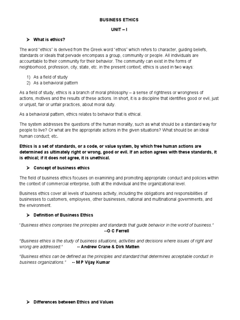 Business Ethics Notes 1-5 | Download Free PDF | Business Ethics ...