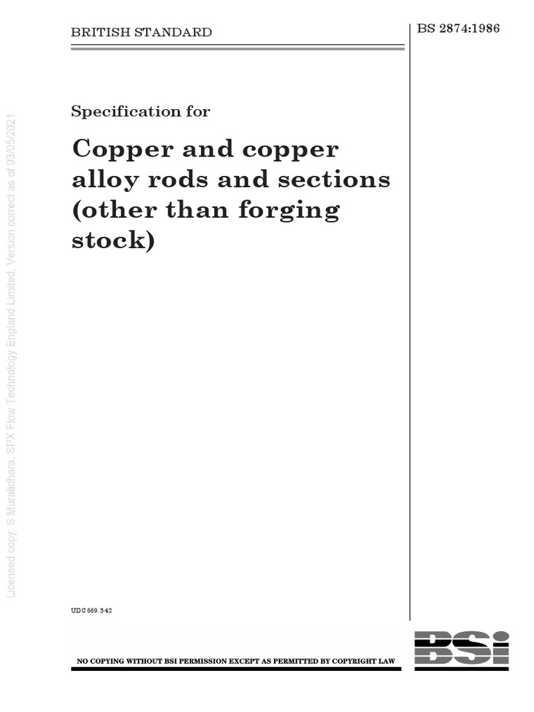 BS 2874-1986 - (2021-05-03 - 09-38-52 Am) | PDF | Copper | Metals