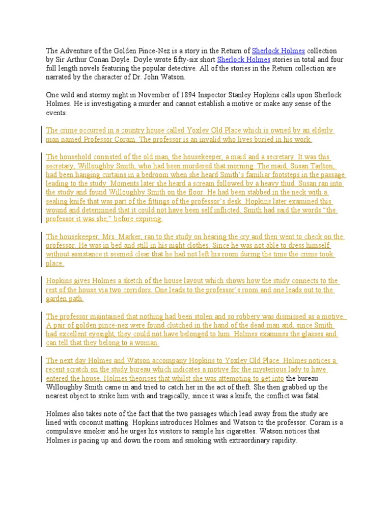 Summary | PDF | Fictional Private Investigators | Arthur Conan Doyle ...