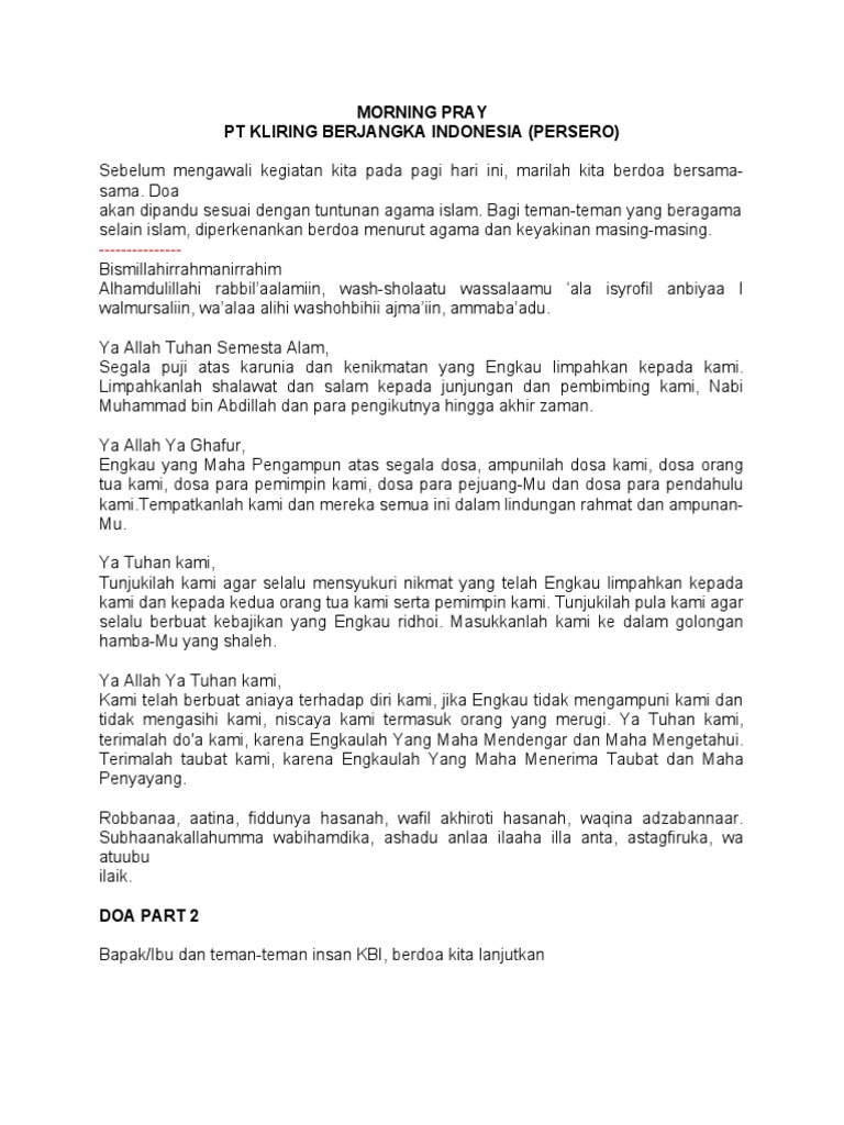 Doa Morning Pray | PDF