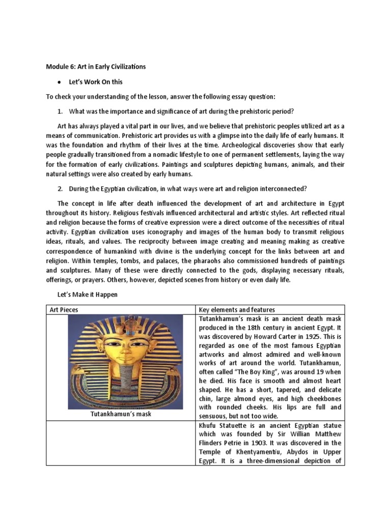 Module 6: Art in Early Civilizations | PDF | Ancient Egypt