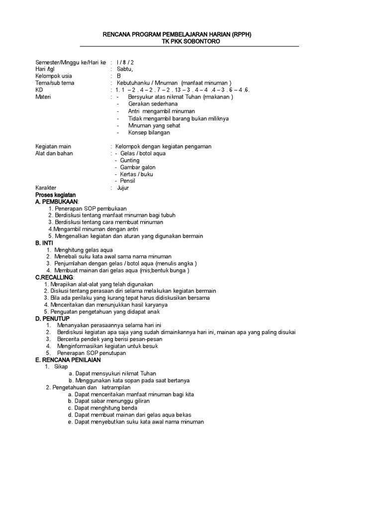 RPPH Kebutuhanku | PDF
