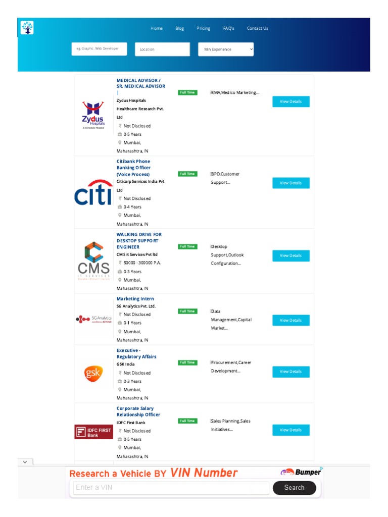 Job Vacancy in Mumbai | PDF | Computing | Business