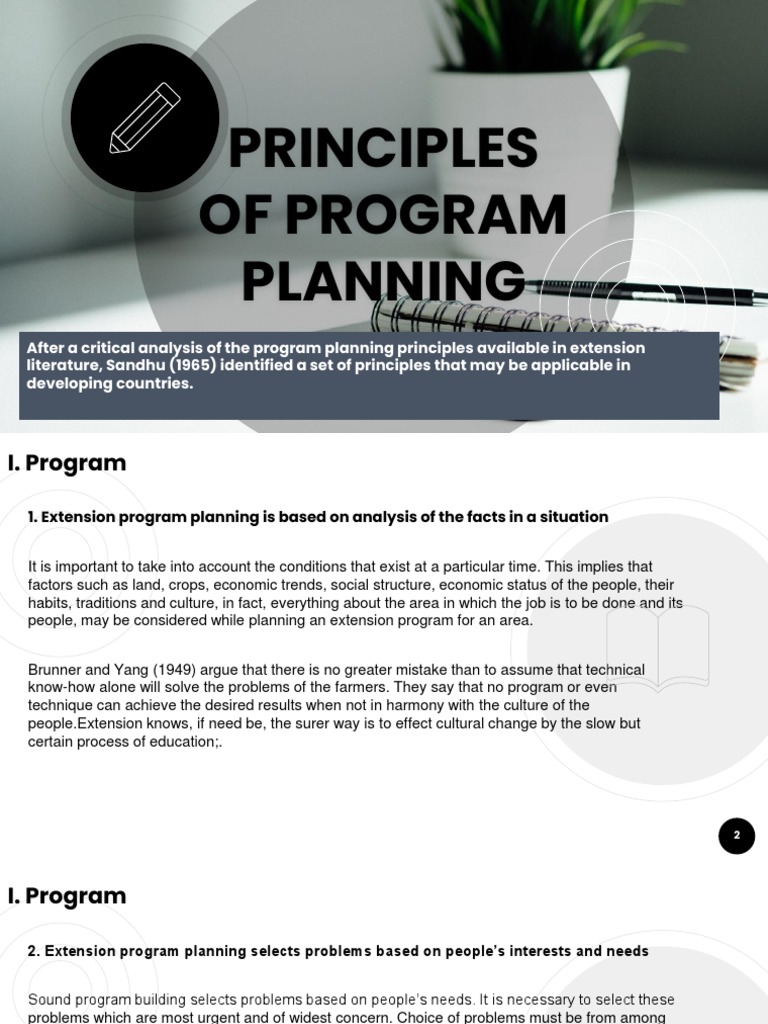 1 - Principles of Program Planning | PDF | Evaluation | Experience
