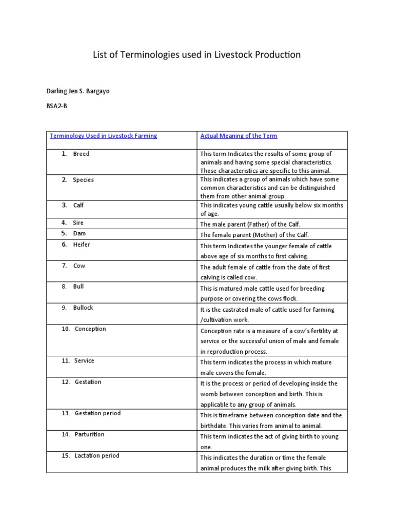 Key Terminologies in Livestock Production | PDF | Cattle | Chicken