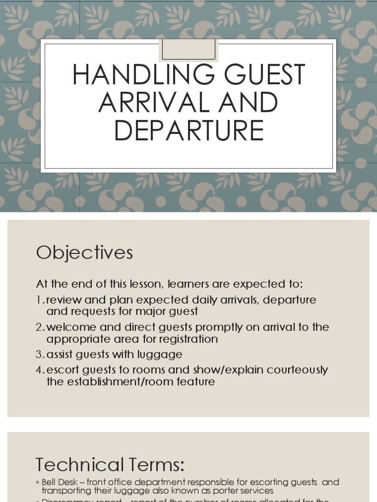Guest Arrival and Departure Procedures | PDF | Baggage